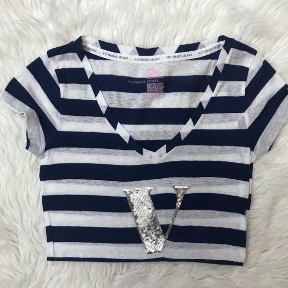 Victoria's Secret | Tops | Victorias Secret Blue White Vs Love Me ...